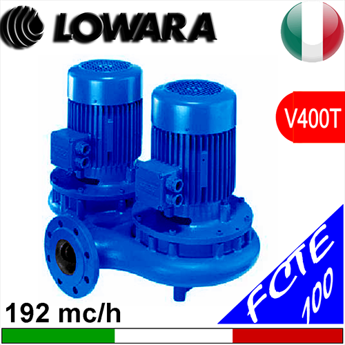 Elettropompa circolatore in-line gemellare doppia pompa Lowara FCTE flangiatura PN16 DN100 ...